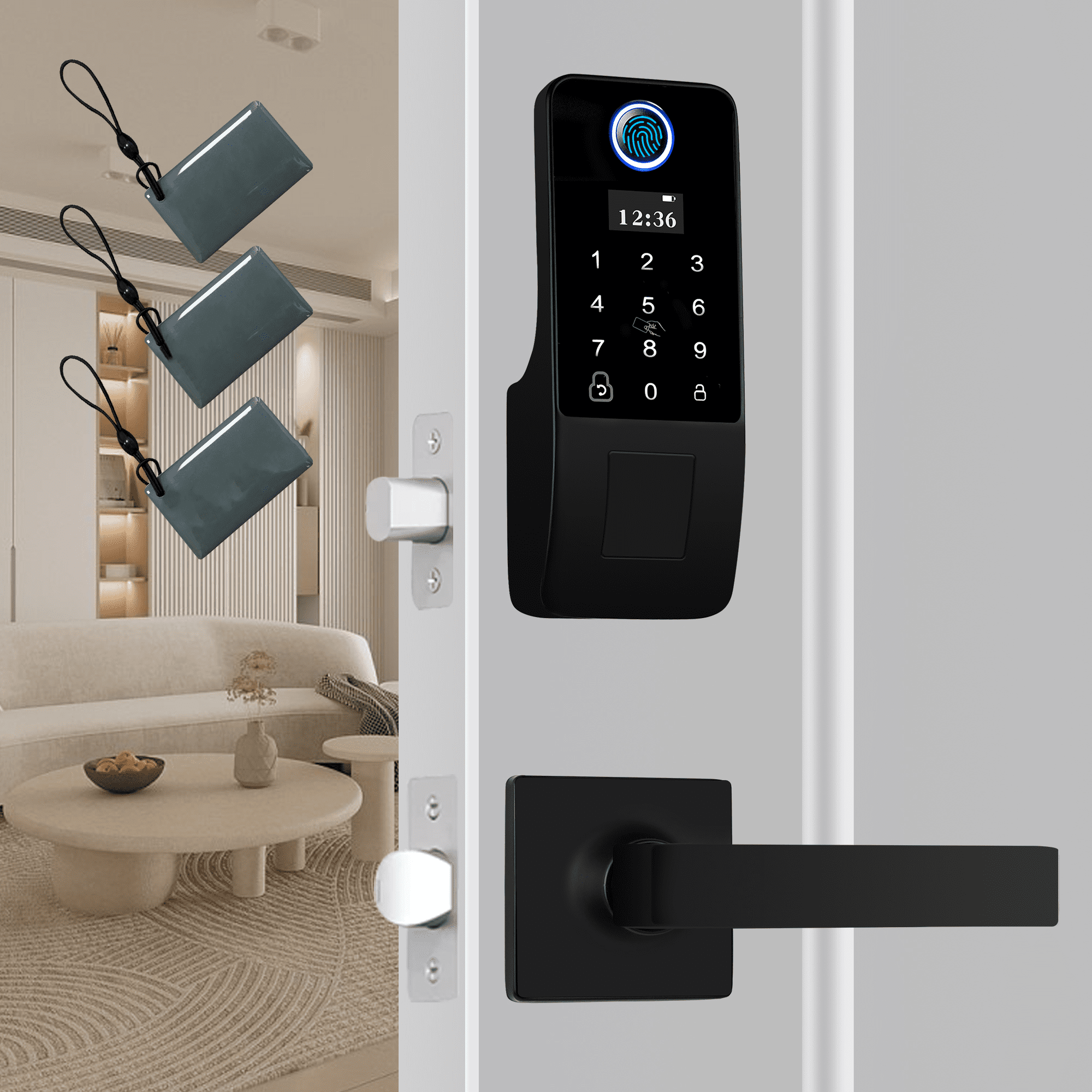 Fingerprint Door Lock, OLED Display&Voice Guide Keyless Entry Door Lock ...