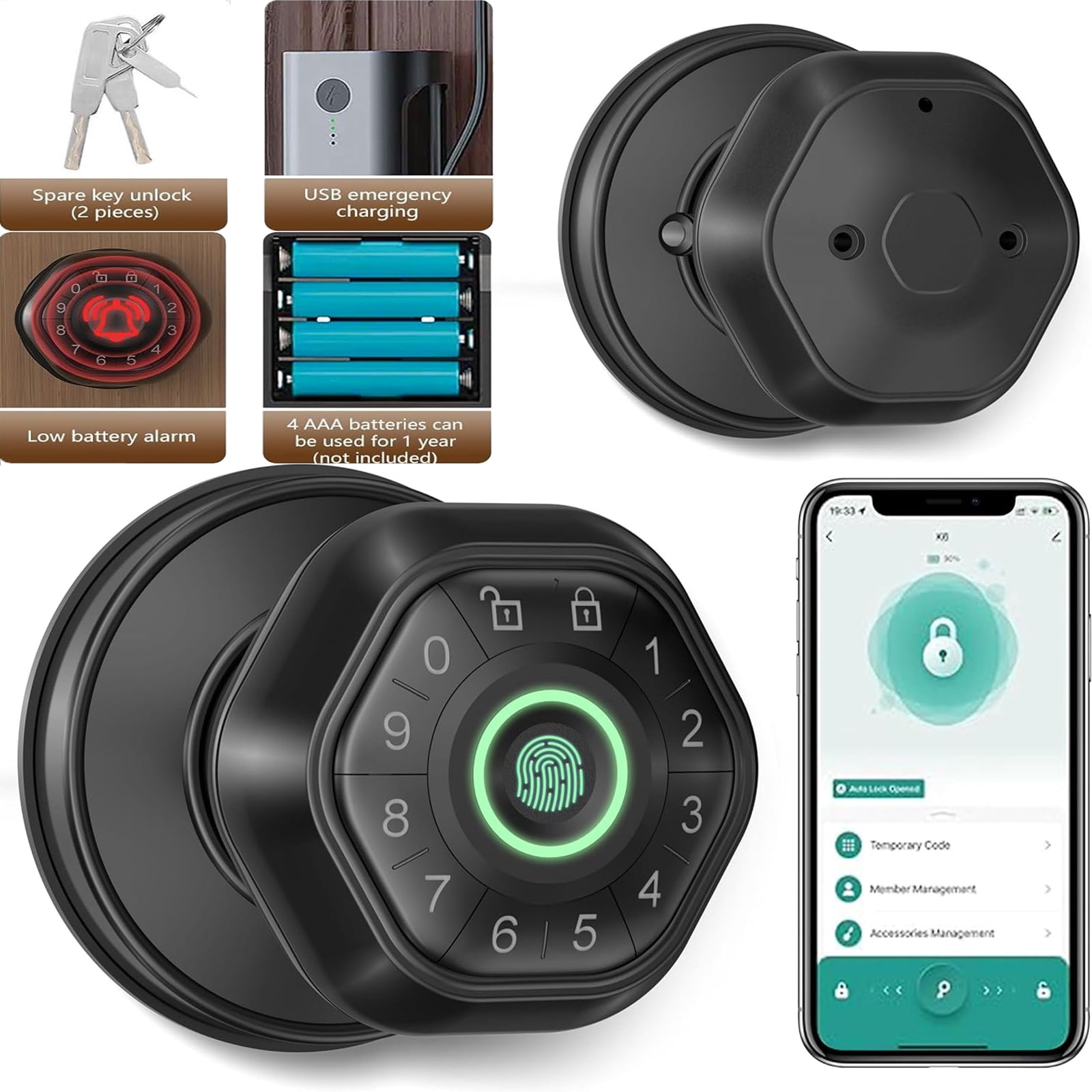 Fingerprint Door Lock- Smart Door knob,biometric Door Lock，with ...