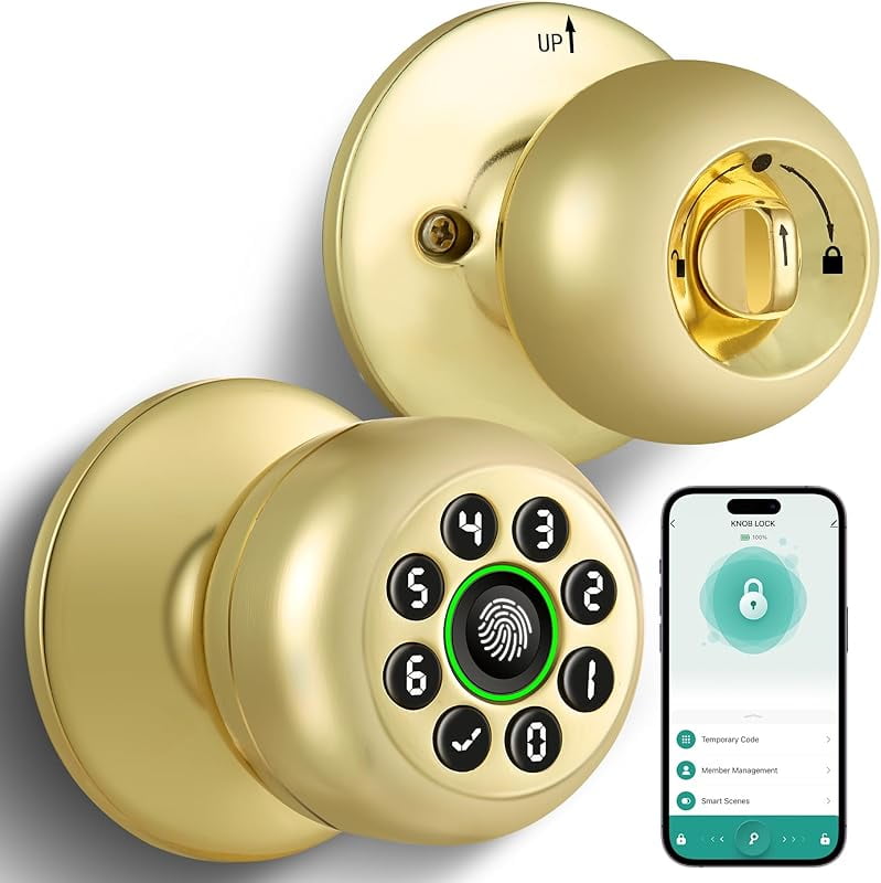 Fingerprint Door Lock, Smart Fingerprint Door Knob with Keypad ...