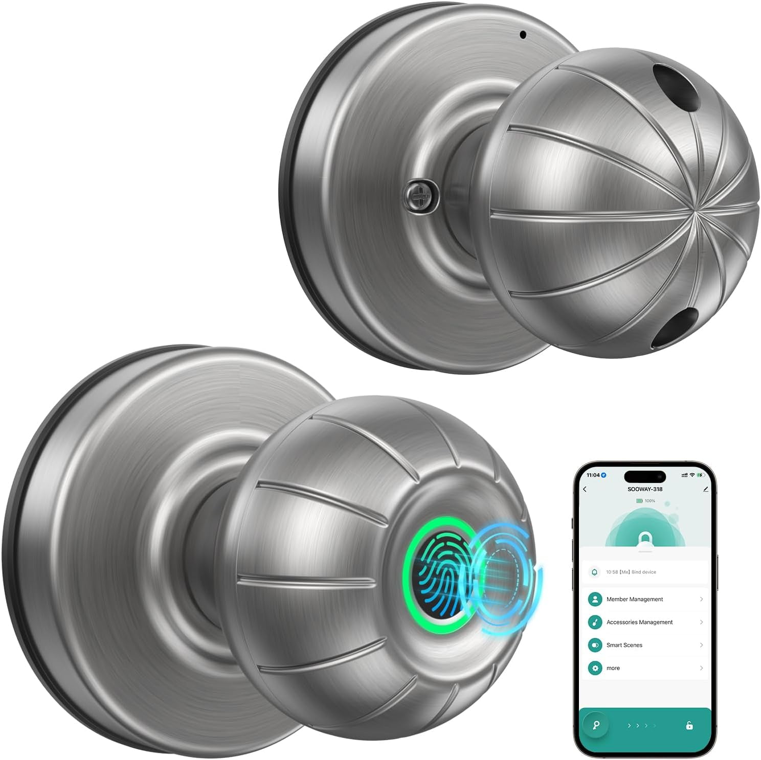 Fingerprint Door Lock, Smart Fingerprint Door knob, Smart Door Knob ...