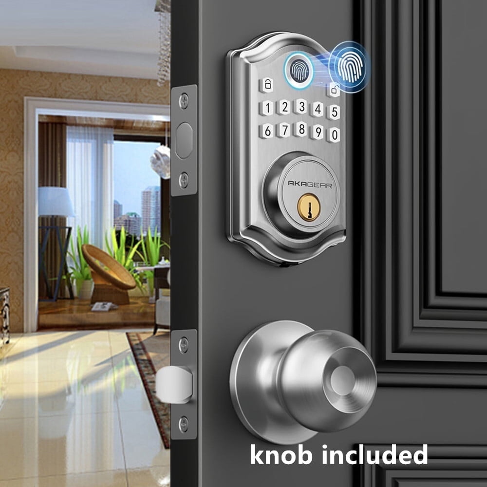 Fingerprint Door Lock with Handle for Front Door,Keyless Entry Deadbolt with Smart Digital ...