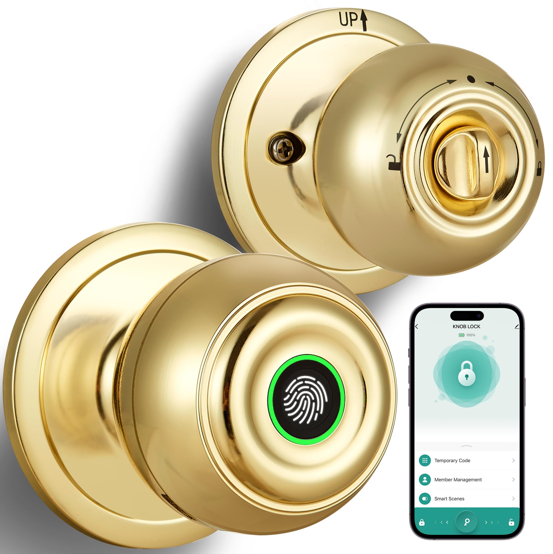 Fingerprint Door Smart Fingerprint Door Knob with Biometric Door Lock ...