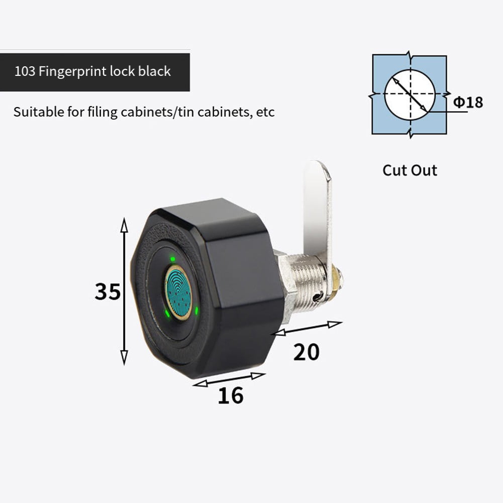 Fingerprint Drawer Lock 20mm Biometric Fingerprint Lock for Home ...