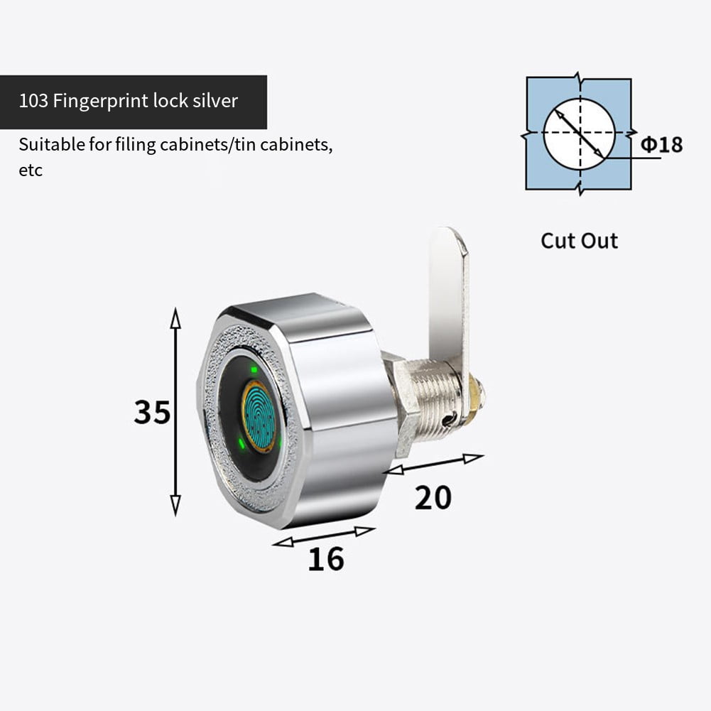 Fingerprint Drawer Lock 20mm Biometric Fingerprint Lock for Home ...