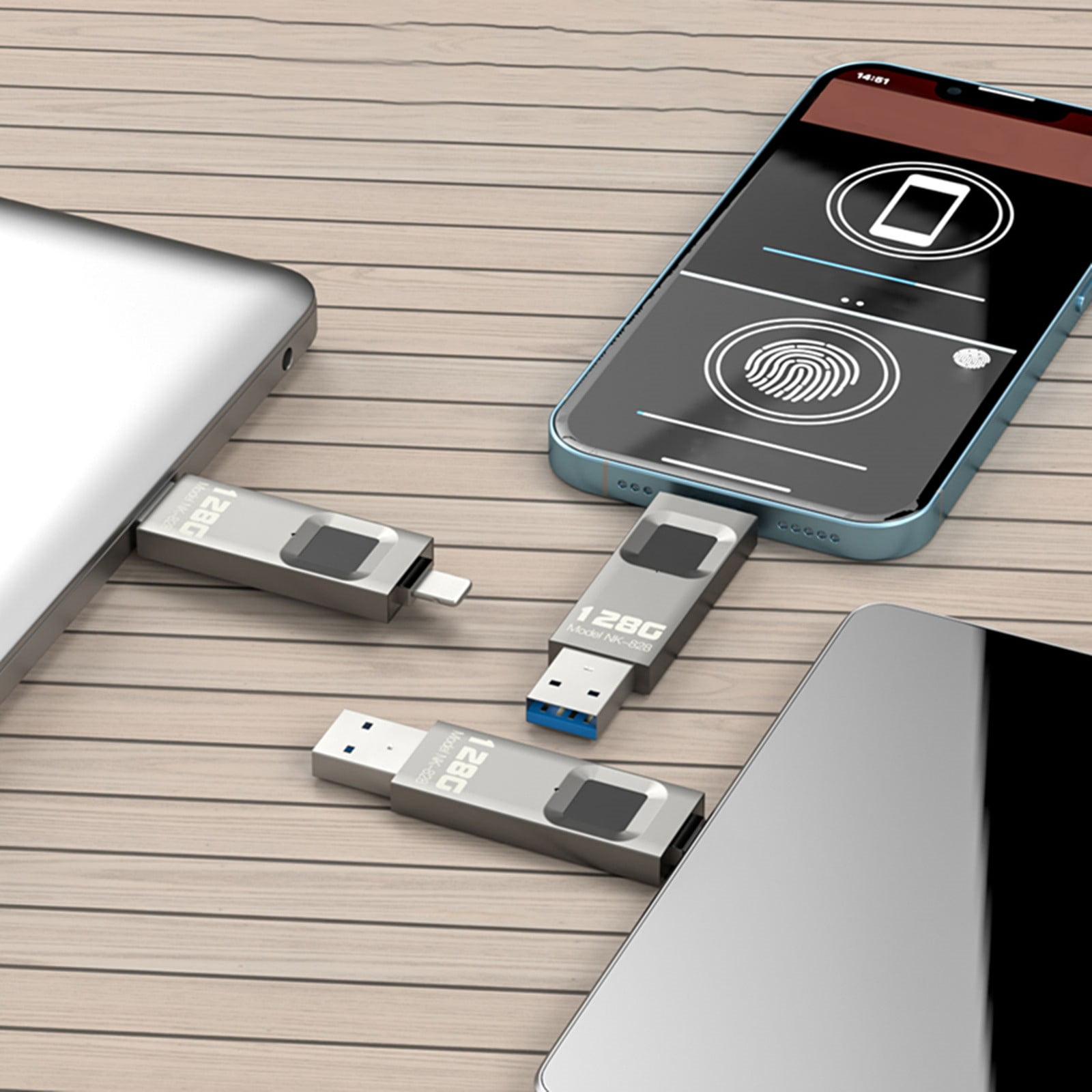 Fingerprint Flash Drive Encrypted USB Flash Drive,Vsgery,Gray - Walmart.com