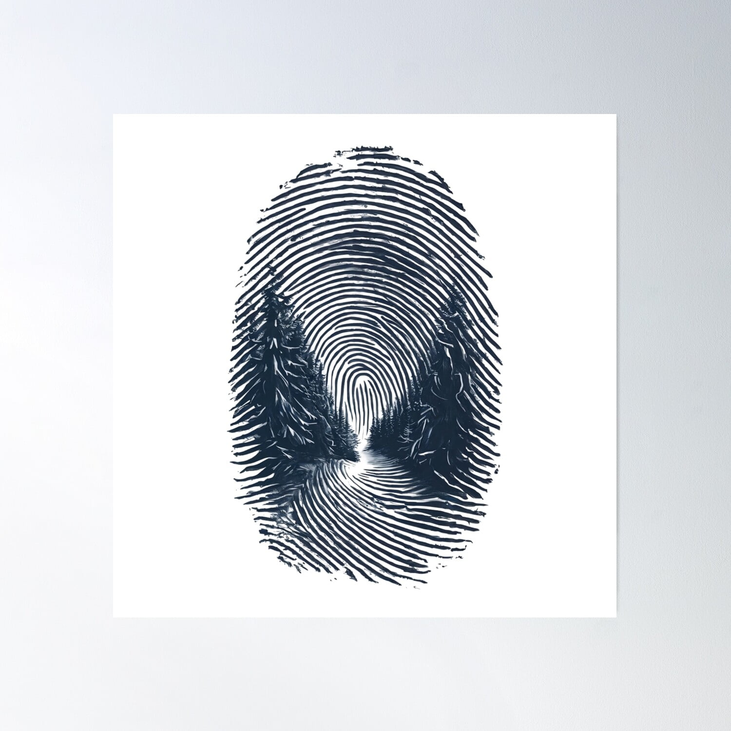 Fingerprint Forest Poster Wall Art, Modern Wall Decor, 16x16 UNFRAMED ...