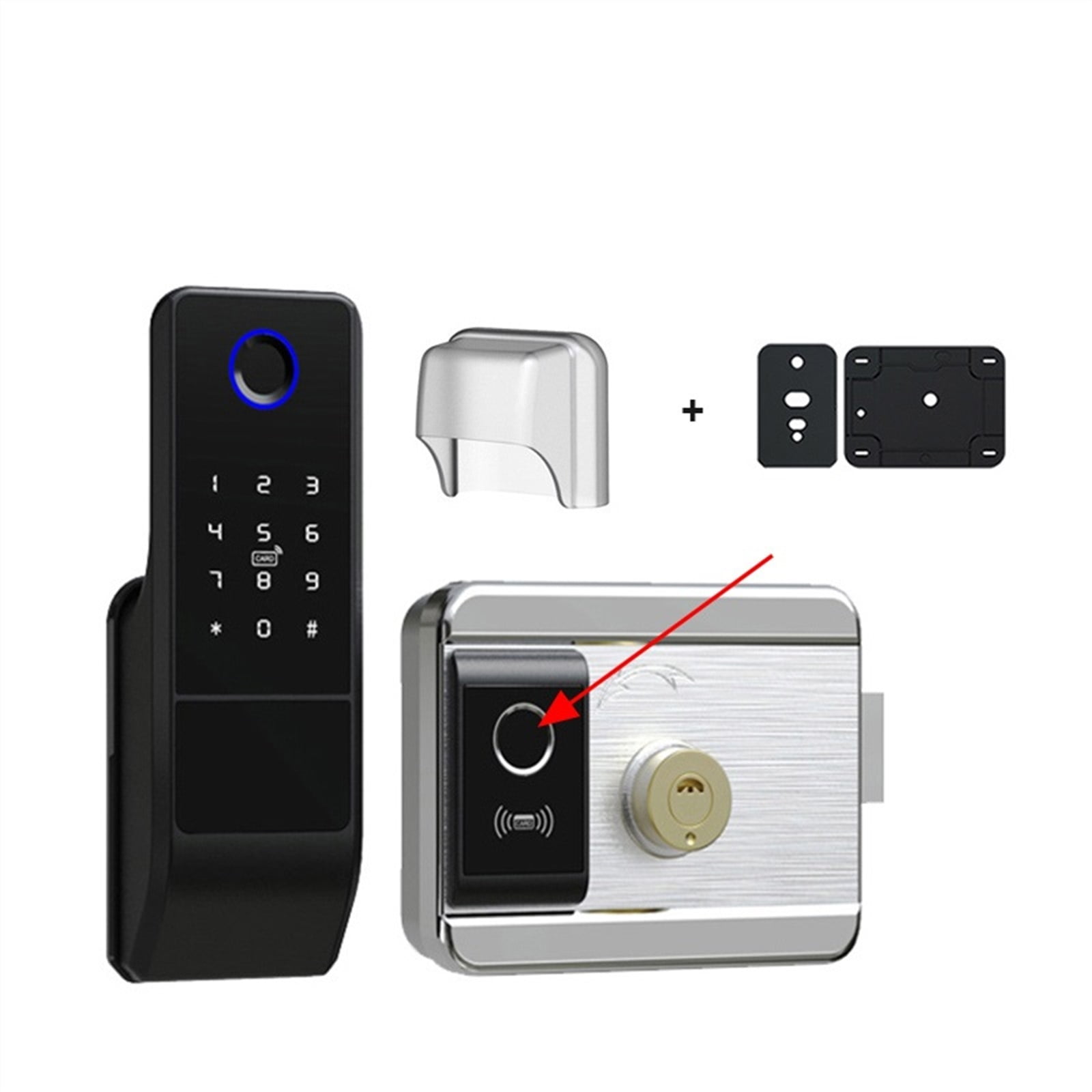 Fingerprint Gate Lock Tuya Outdoor Smart Door Lock Digital IC Card Rim ...