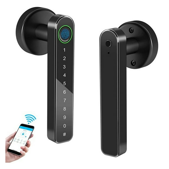 Fingerprint Handle Lock Card Code Lock with Keys APP Digital Smart Door ...