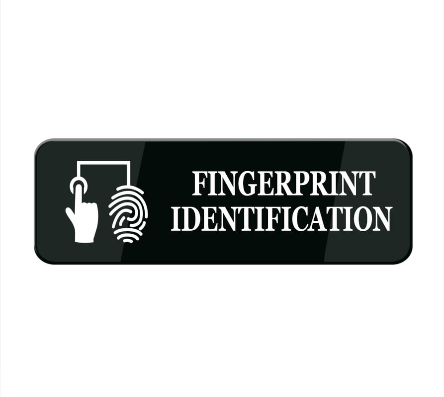 Fingerprint Identification Sign, 10 X 3 Inch Acrylic Plastic Sign With ...