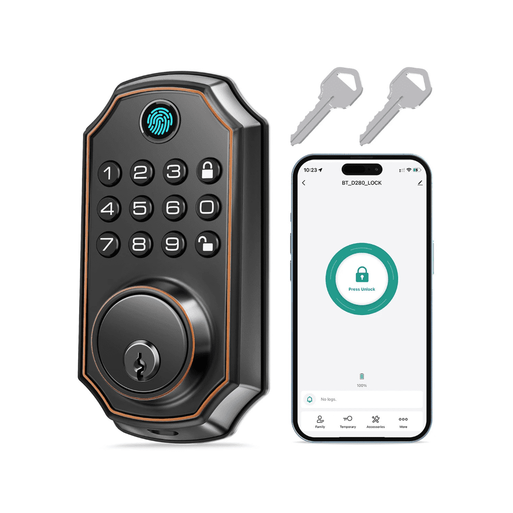 Fingerprint Keyless Entry Door Lock With App Control, Smart Door Lock ...