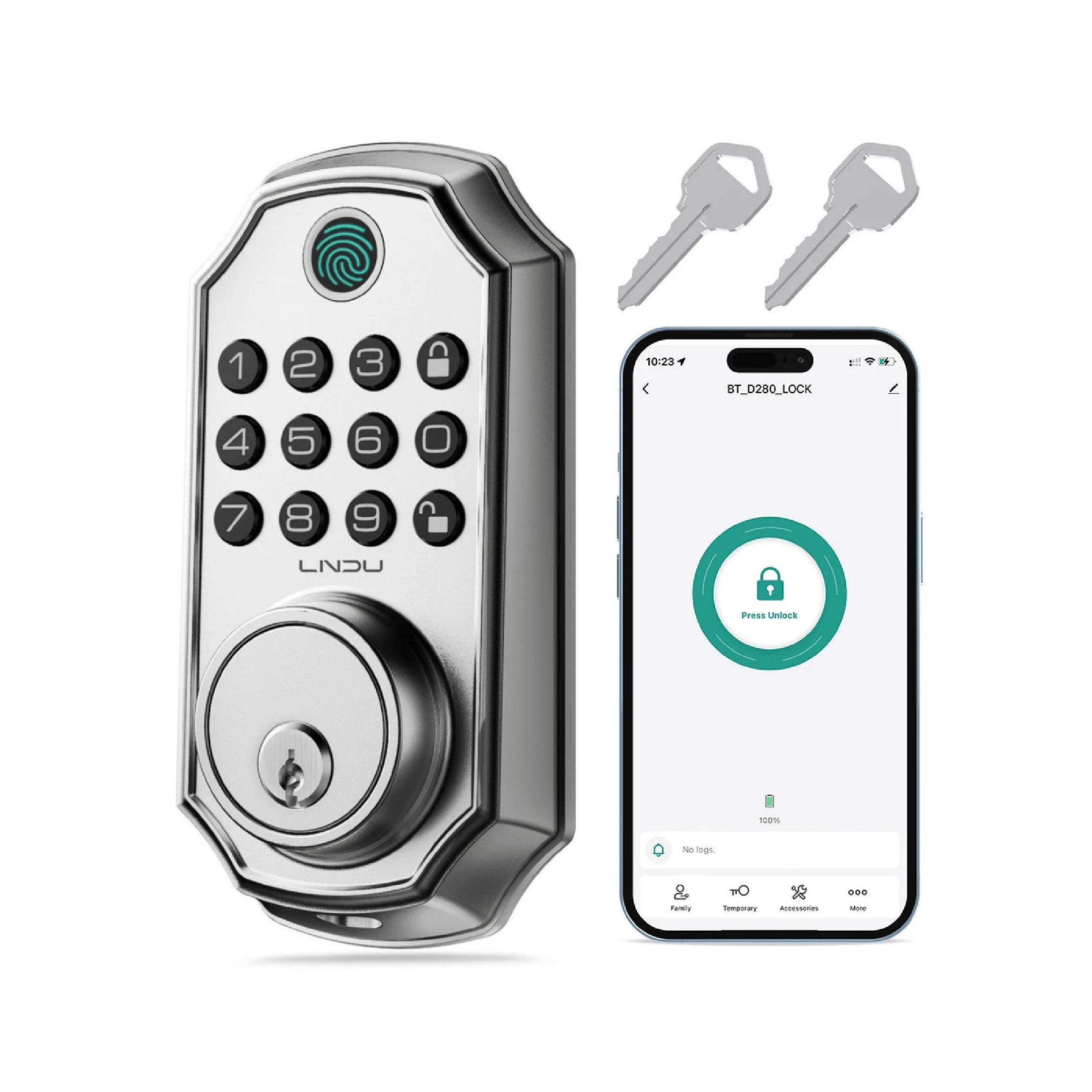 Fingerprint Keyless Smart Door Lock - APP Control Electronic Keypad ...