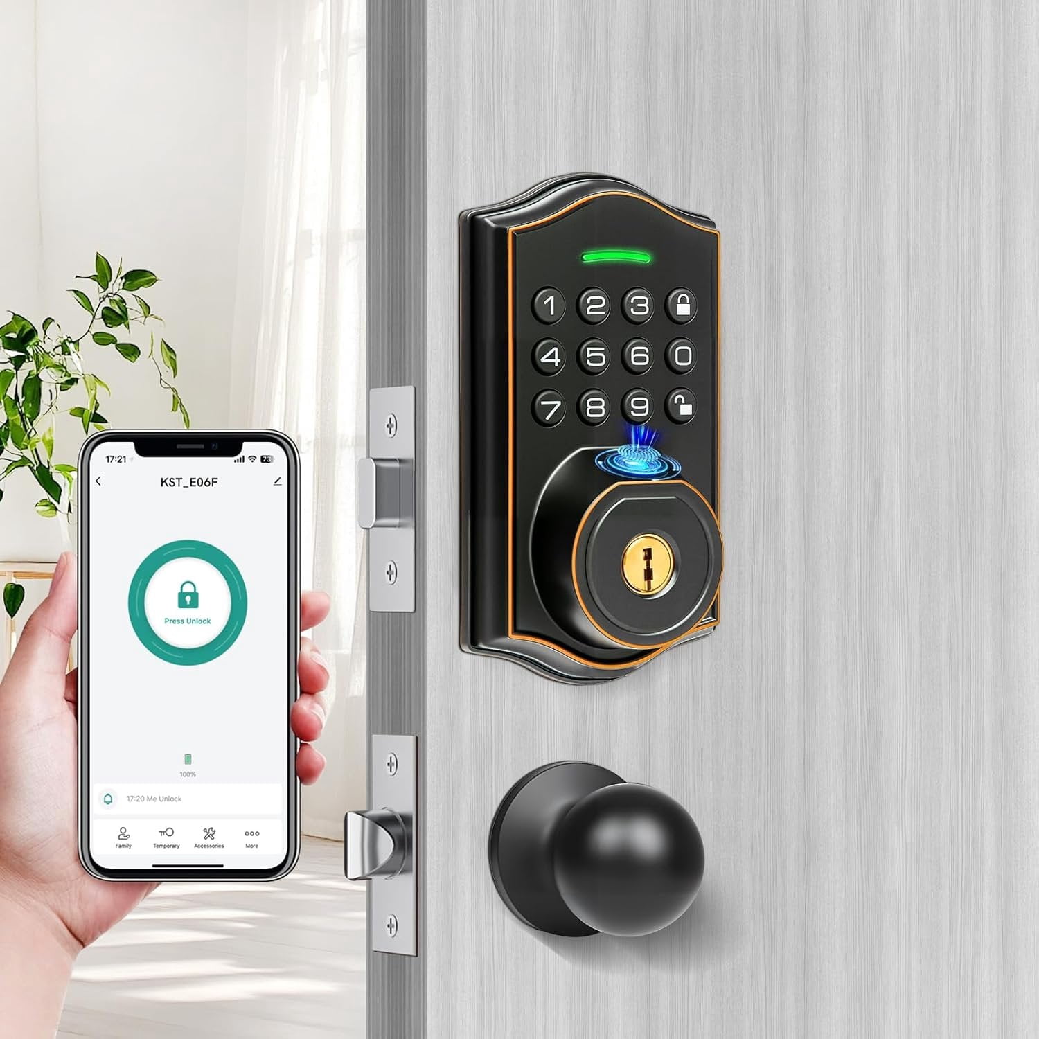 Fingerprint Locks for Front Door with Handle Set, Locks for Front Door ...