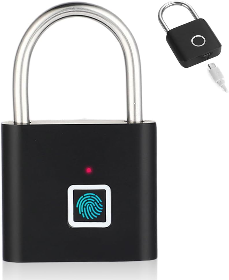 Fingerprint Padlock, Biometric Lock with App Control, Waterproof USB ...