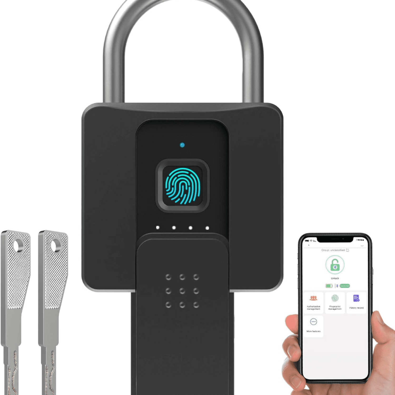 Fingerprint Padlock, Heavy Duty Combination Lock, Padlock with Key ...