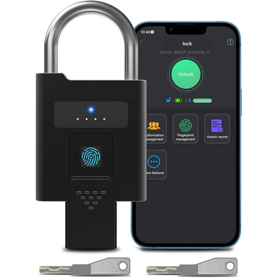 Fingerprint Padlock with Key Backup, Heavy Duty Weatherproof Bluetooth ...