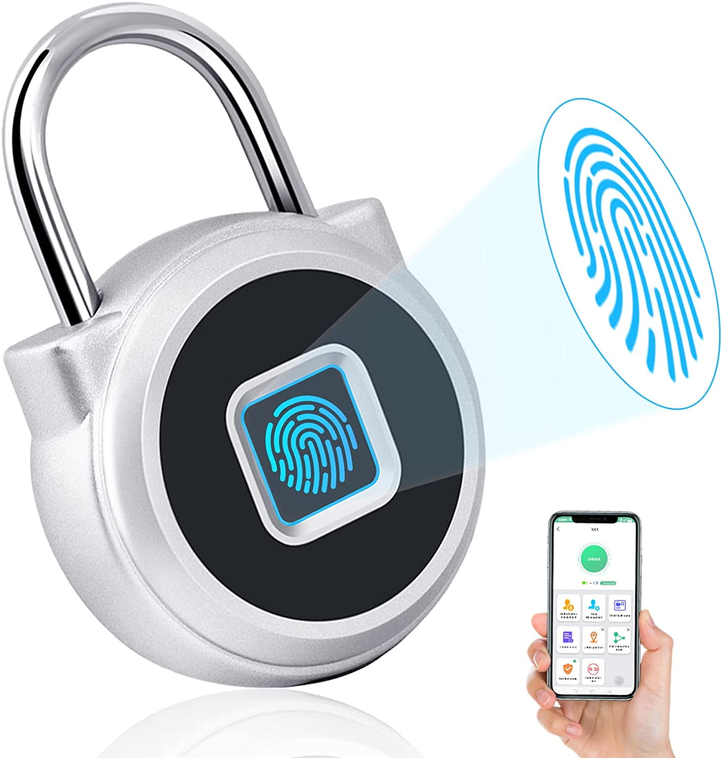 Fingerprint Padlock, Locker Bluetooth, Mobile APP, Smart Padlock with ...