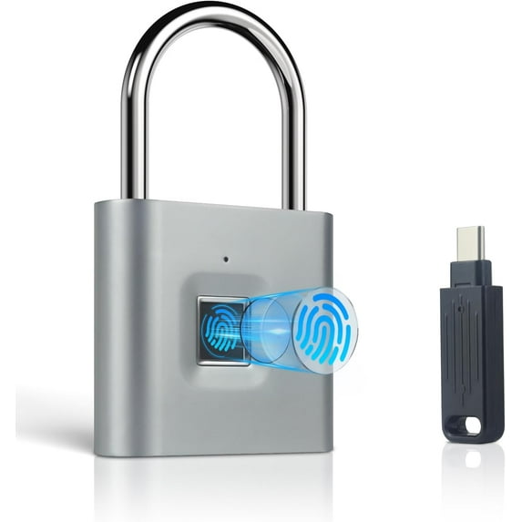 Fingerprint Padlock, Portable USB Charging with Reset Key, Smart ...