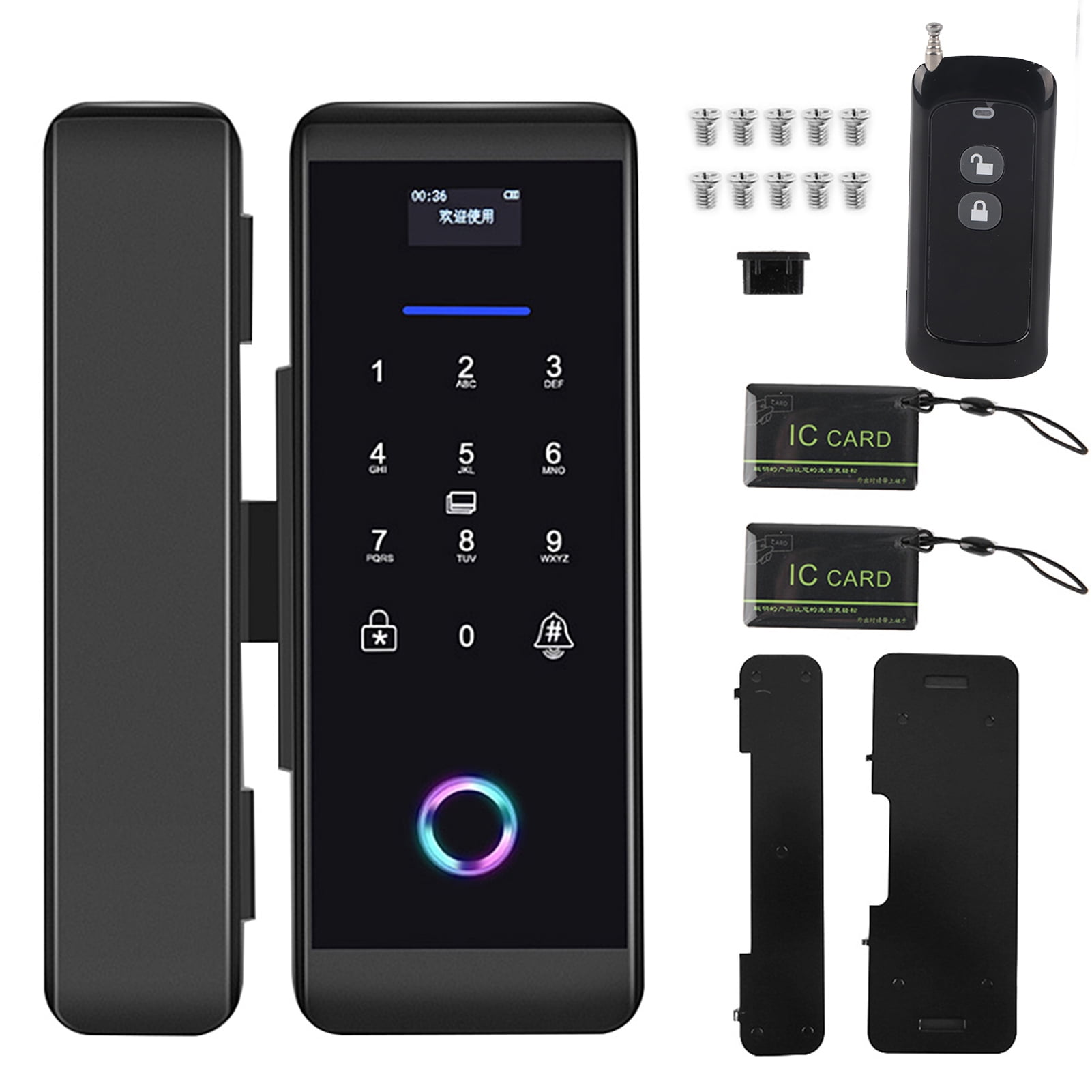Fingerprint Password IC Card Glass Door Lock Bluetooth APP Control ...