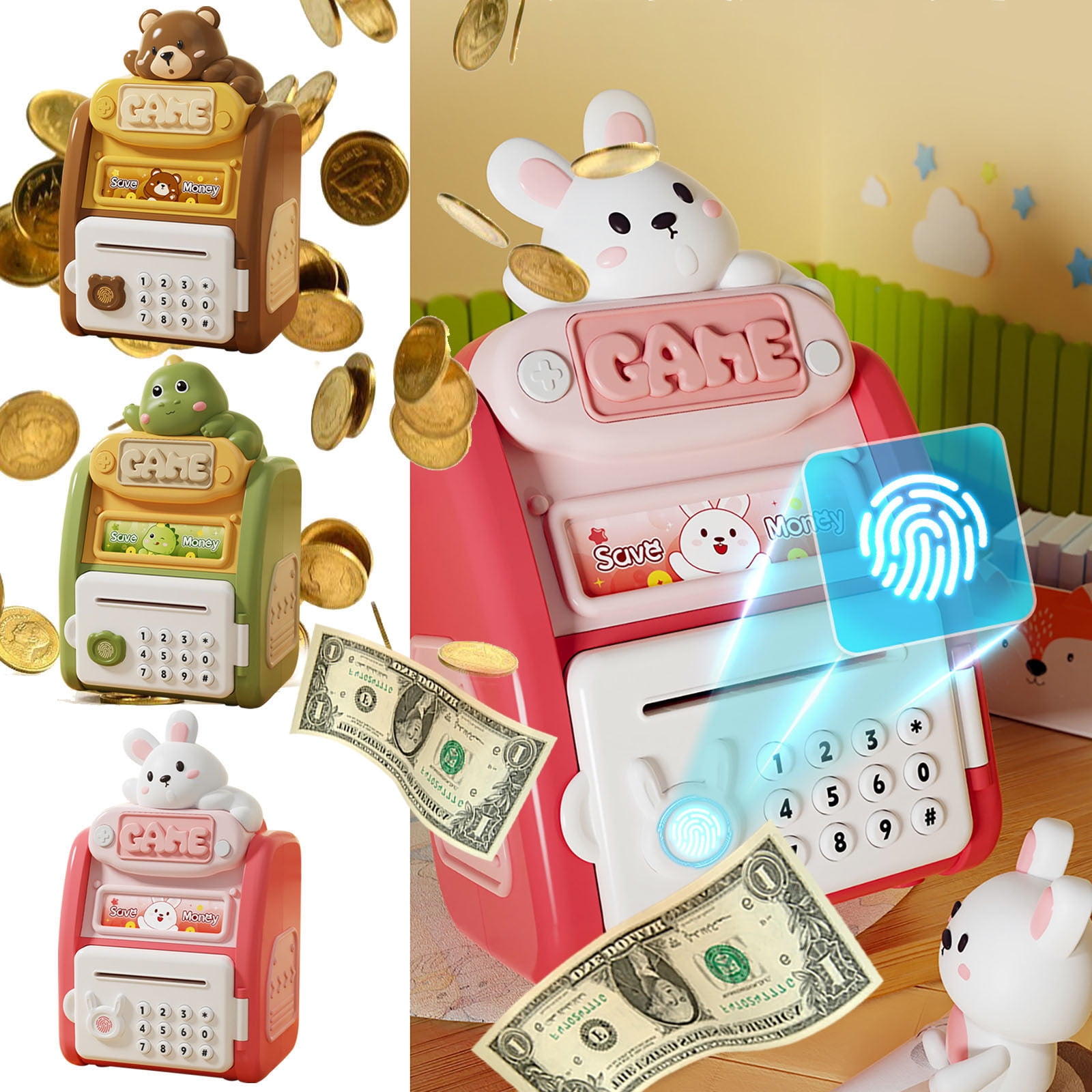 Fingerprint Password Lock Pet Piggy Bank | Simulation Multifunction ...