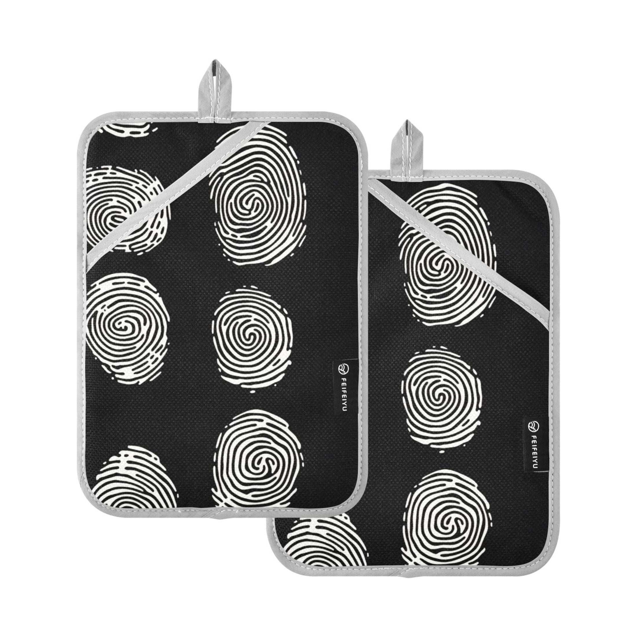 Fingerprint Patterns Black Background Oven Mitts Pot Holders 2 pcs Heat ...