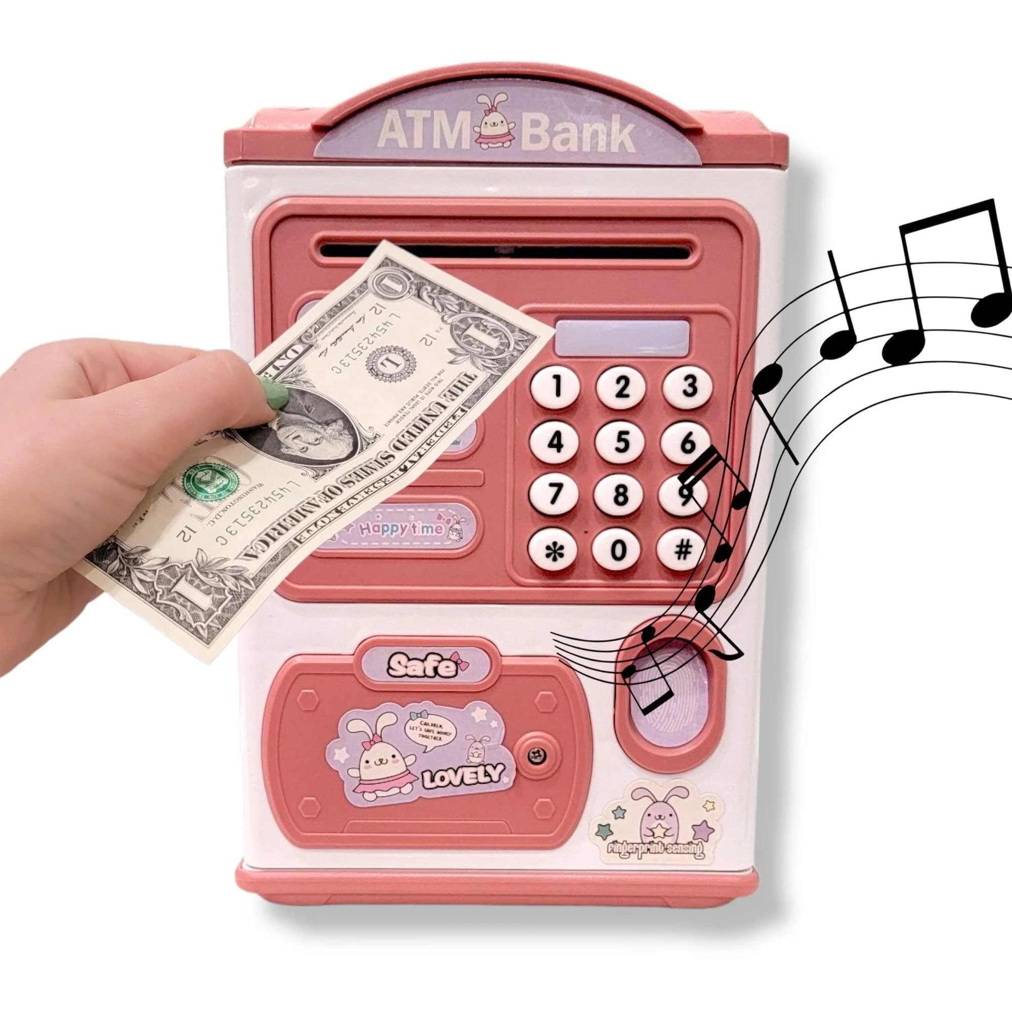 Fingerprint Piggy Bank Automatic Roll Money Coin Entry With Light ...