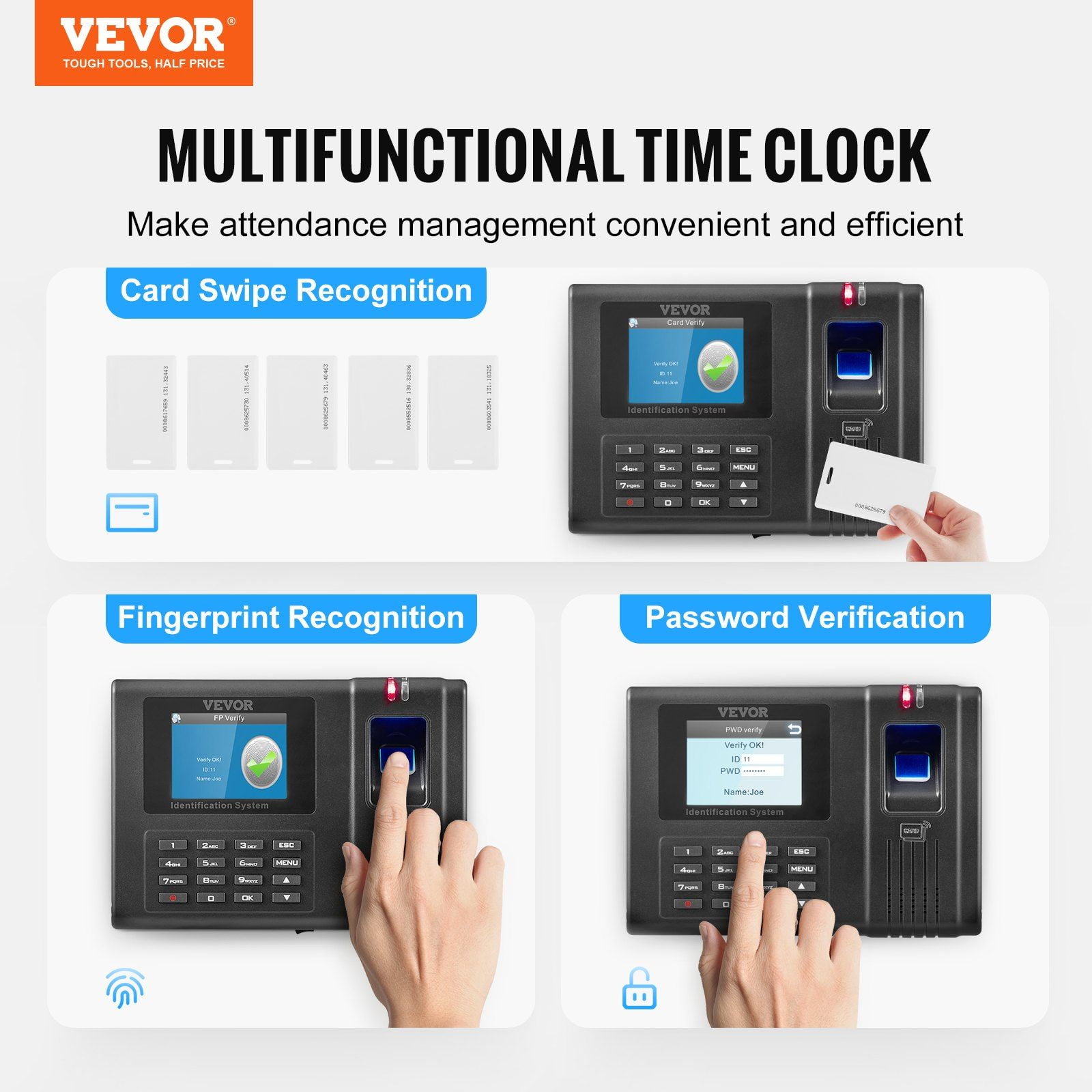 Fingerprint & RFID Time Clock for Employee Attendance – Standalone ...