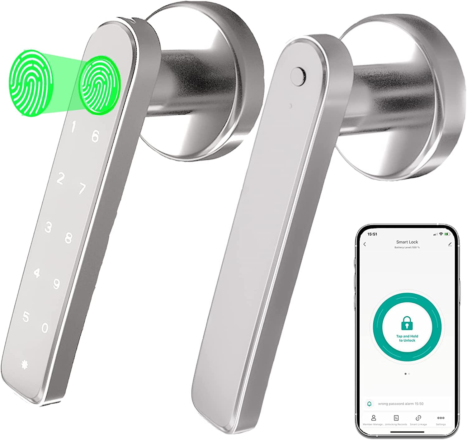 Fingerprint Smart Door Lock, Keyless Entry Door Knob with App, Code ...