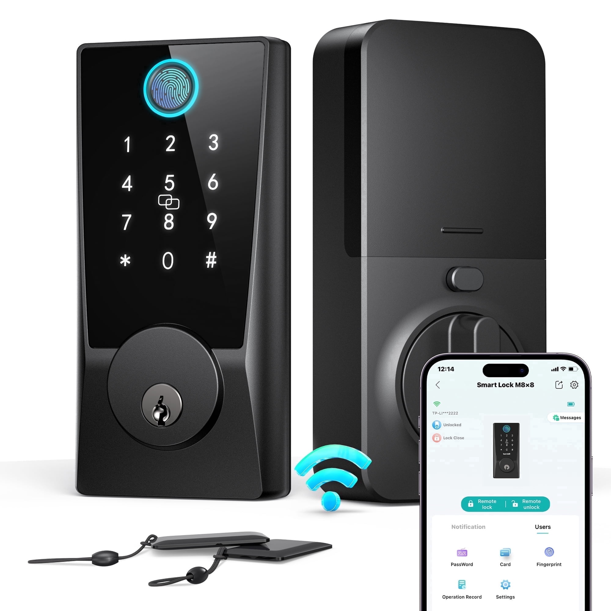WiFi Smart Lock for Front Door, Fingerprint Keyless Entry Deadbolt with ...