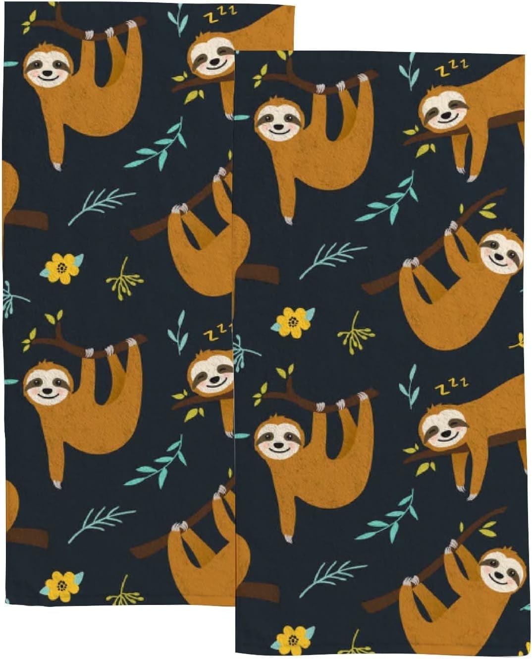Fingertip Face Bath Towels Cute Sloth Animal, Soft Absorbent Thin Guest ...