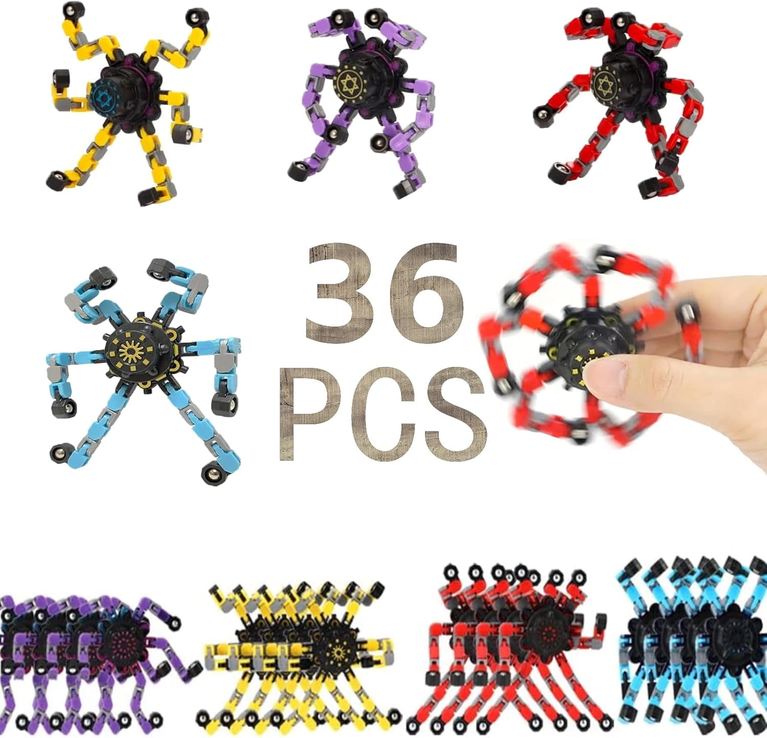 Fingertip Gyro Toy Fidget Mechanical DIY Transformable Fidget Spinners ...