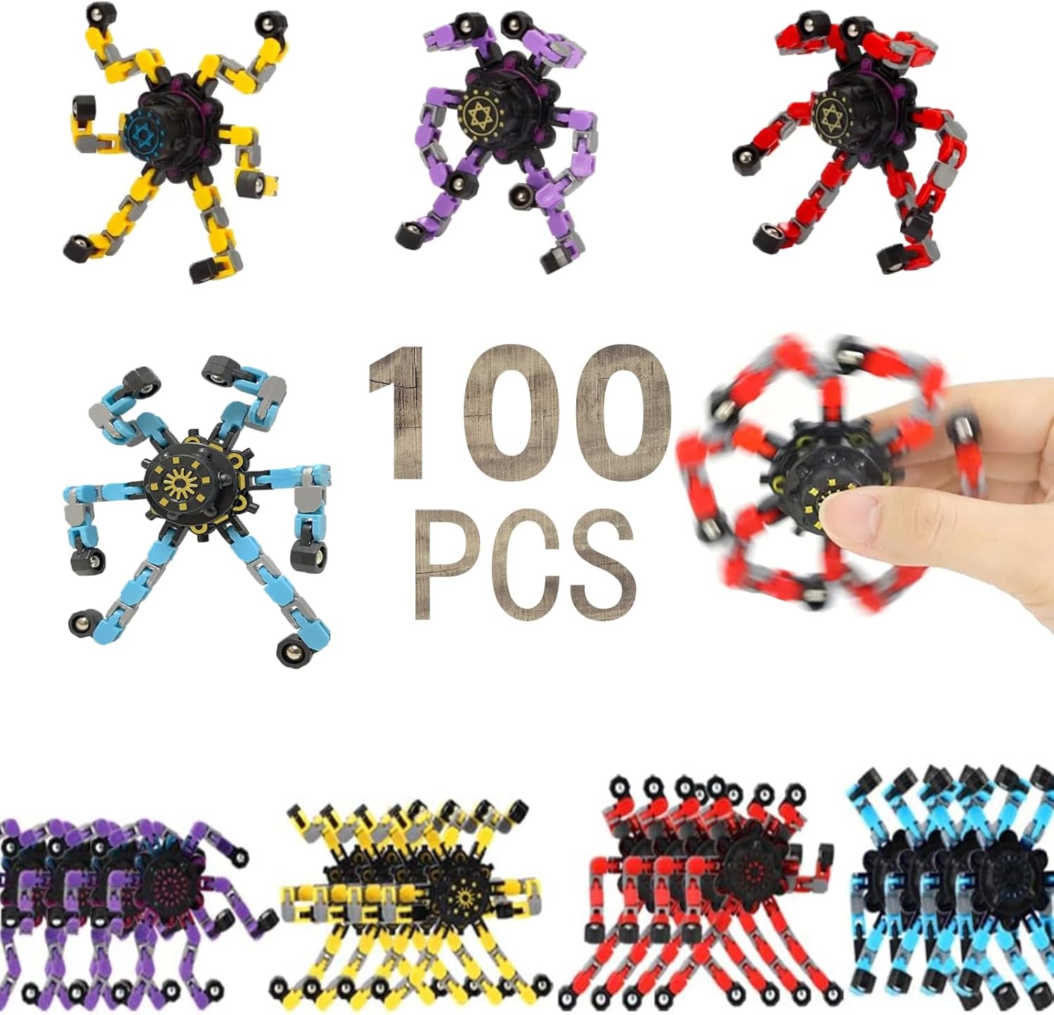 Fingertip Gyro Toy Fidget Mechanical DIY Transformable Fidget Spinners ...