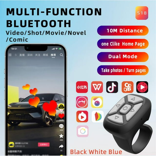 Fingertip Remote Control Ring for Tik-Tok Bluetooth Buttons Portable ...