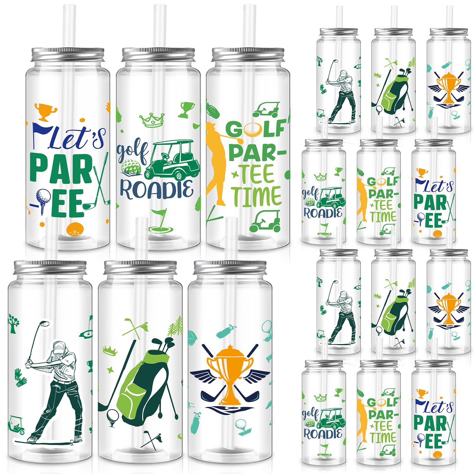 Fingertip WD 24 Pcs Golf Ball Plastic Cups with Lids and Straws ...