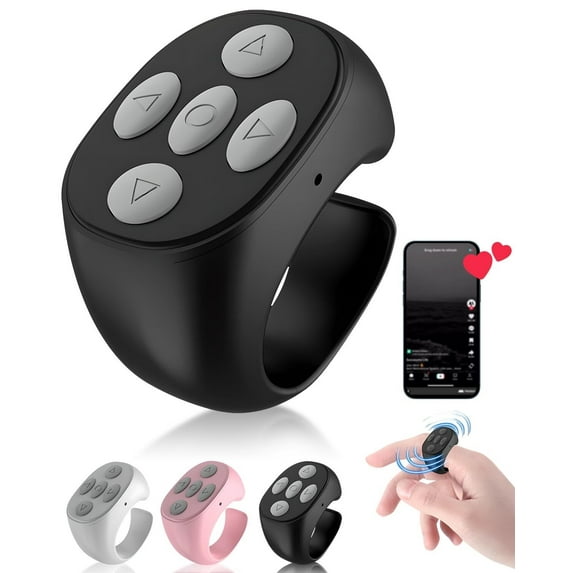 Fingertip Wireless Bluetooth Remote Control, 2026 Upgraded Scrolling Ring Bluetooth Page Turner ...