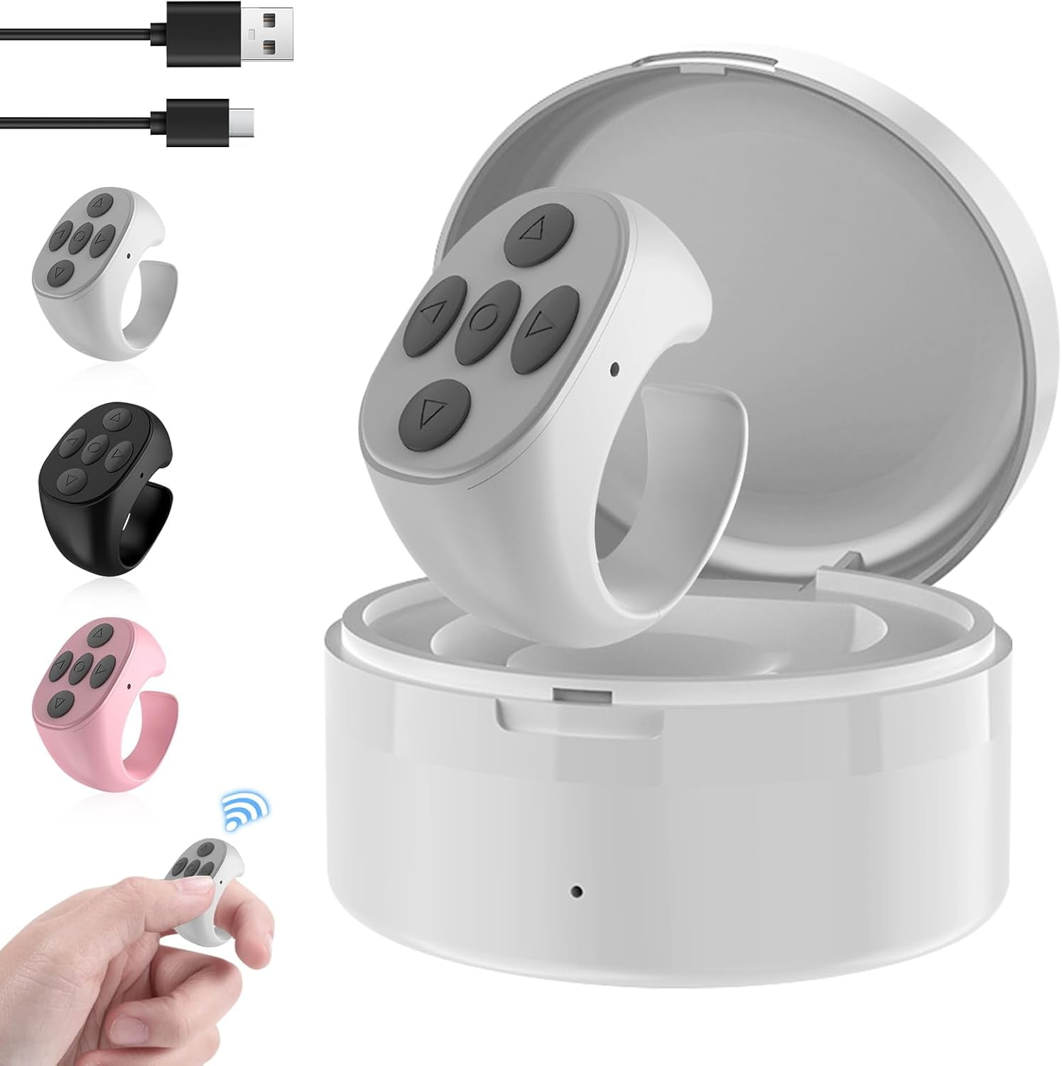 Fingertip Wireless Bluetooth Remote Control with Charging Case, Remote ...