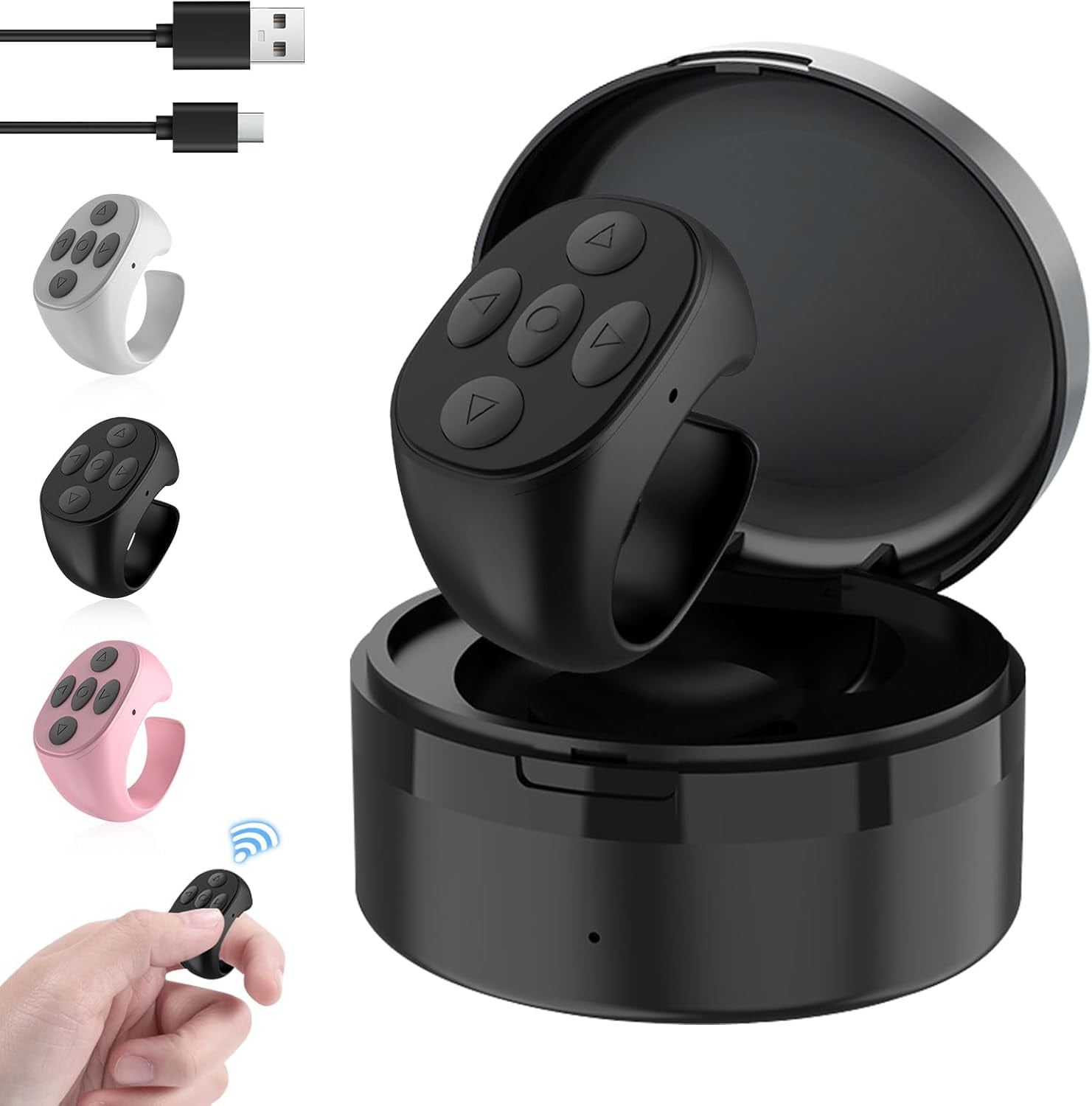 Fingertip Wireless Bluetooth Remote Control with Charging Case, Remote ...