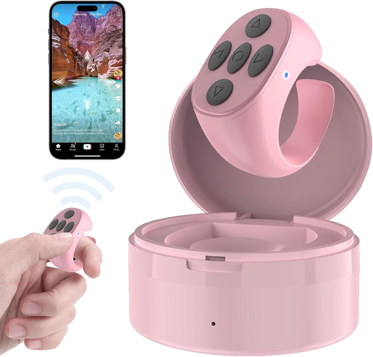 Fingertip Wireless Bluetooth Remote Control-Upgrades Remote Tiktok Scrolling Ring for Phone,Page ...