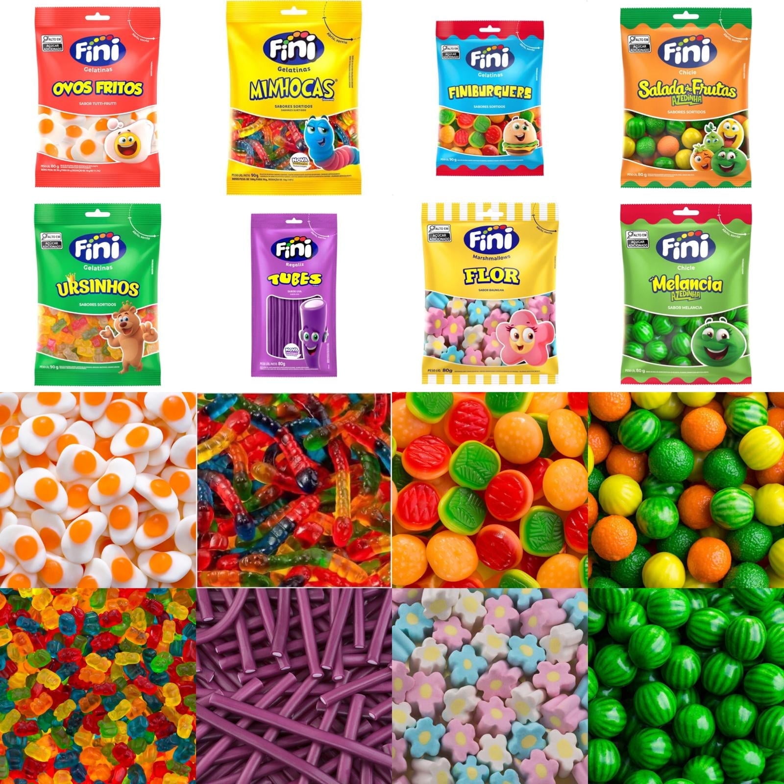 Fini Brazilian Gummy Candy Variety Pack, Assorted Mix of 8 Bags (80g ...
