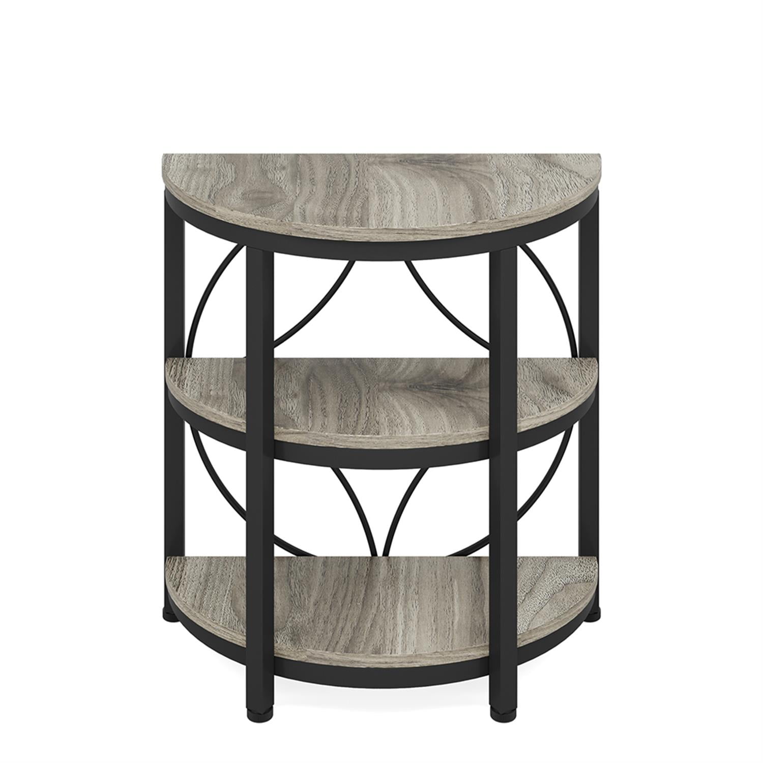 Finihen 26" Half-Round End Table, 3-Tier Narrow Side Table with Metal ...