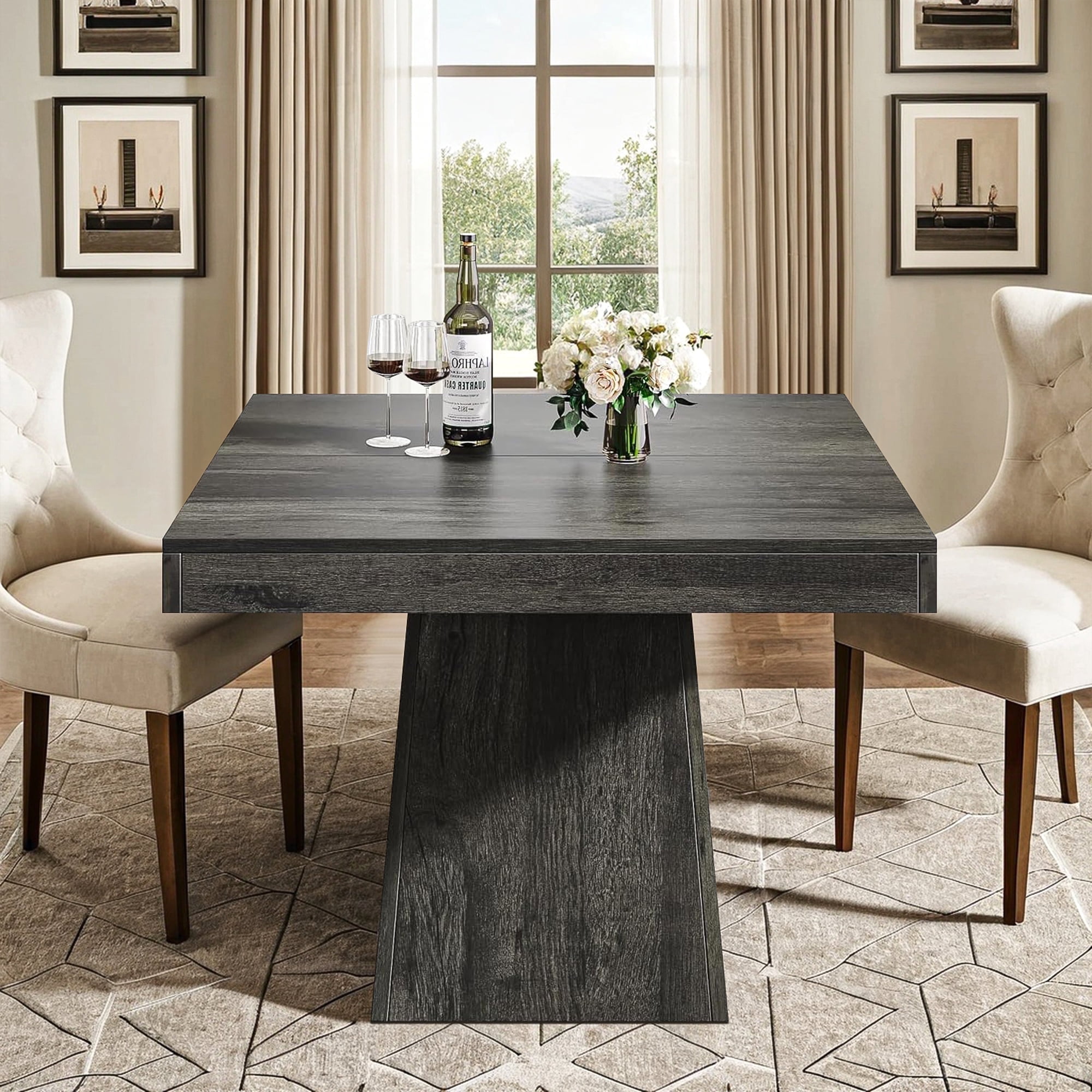 Finihen 31" Modern Square Dining Table for 4 People, Wood Farmhouse ...