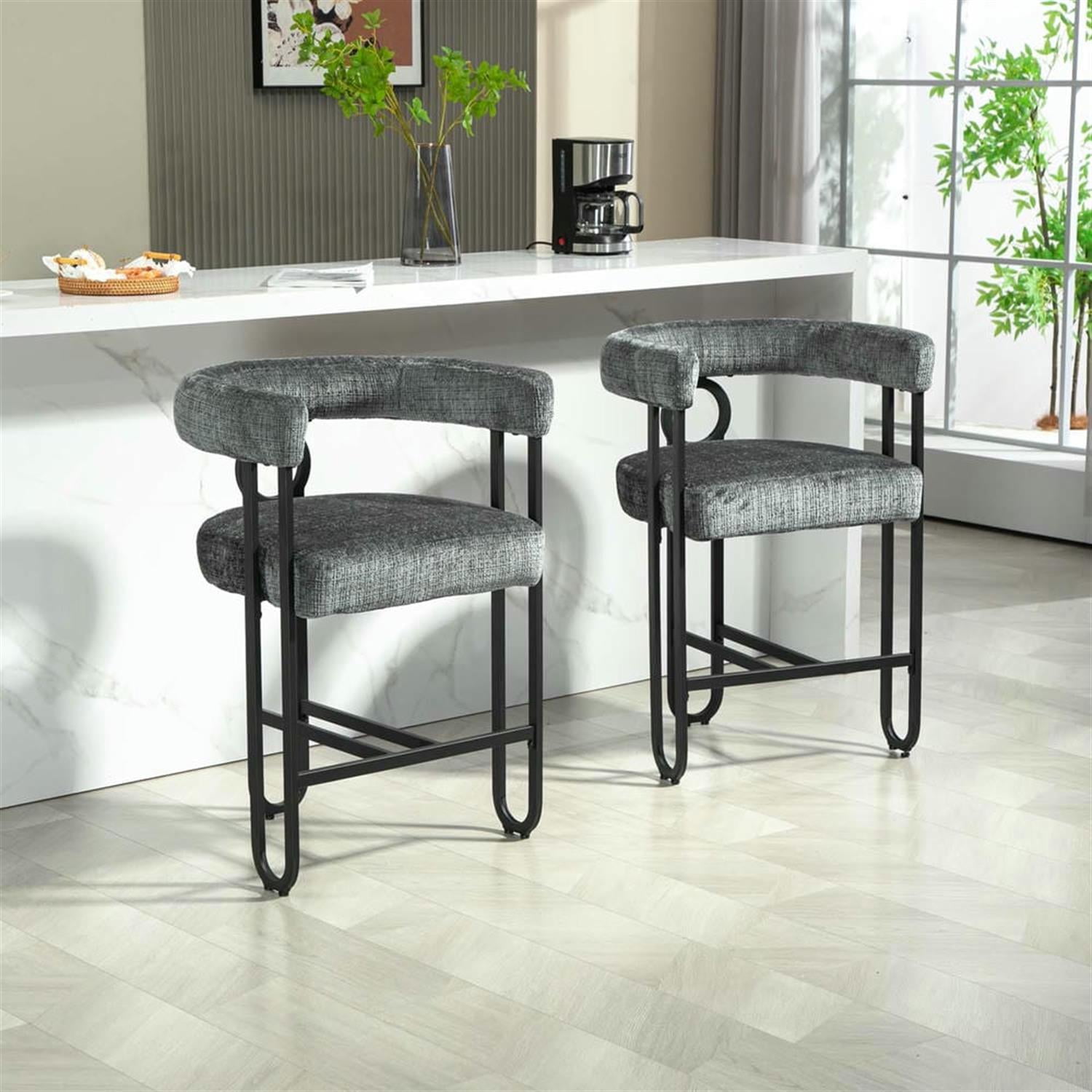 Finihen 34" Counter Height Bar Stools Set of 2, Upholstered Barstools ...