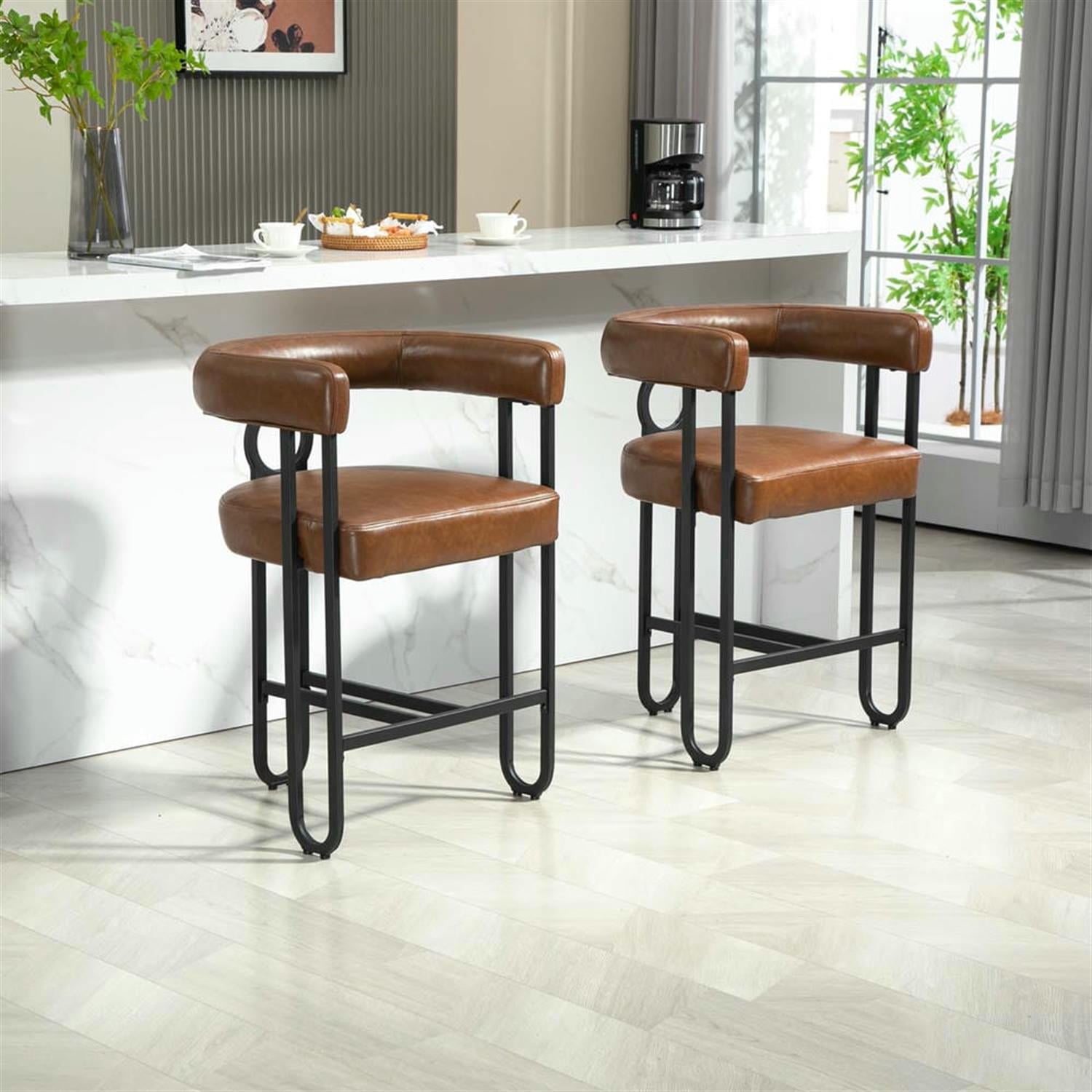 Finihen 34" Counter Height Bar Stools Set of 2, Upholstered Barstools ...
