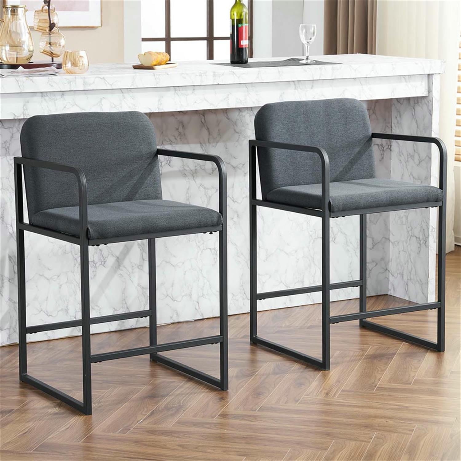 Finihen 35" Counter Height Bar Stools Set of 2, Upholstered Barstools ...