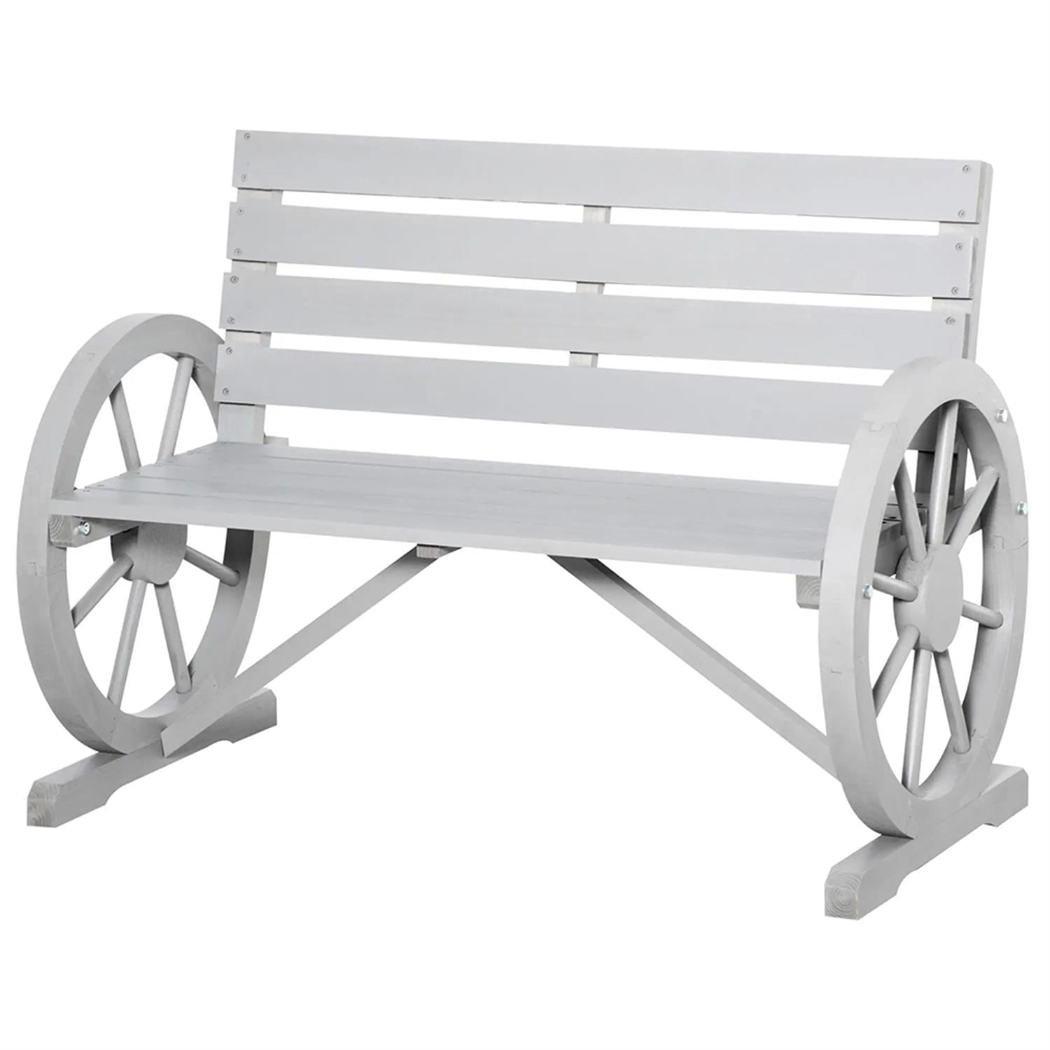 Finihen 41" Patio Garden Bench Wooden Wagon Wheel Bench, Outdoor ...