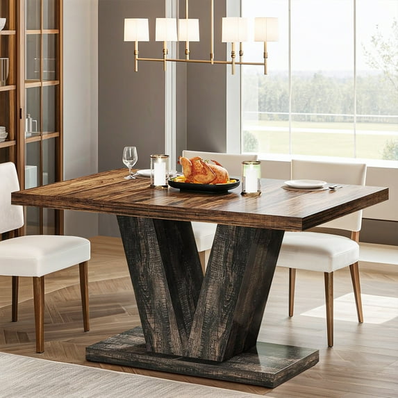 Finihen 47" Modern Dining Table for 4 People, Wood Farmhouse Kitchen ...