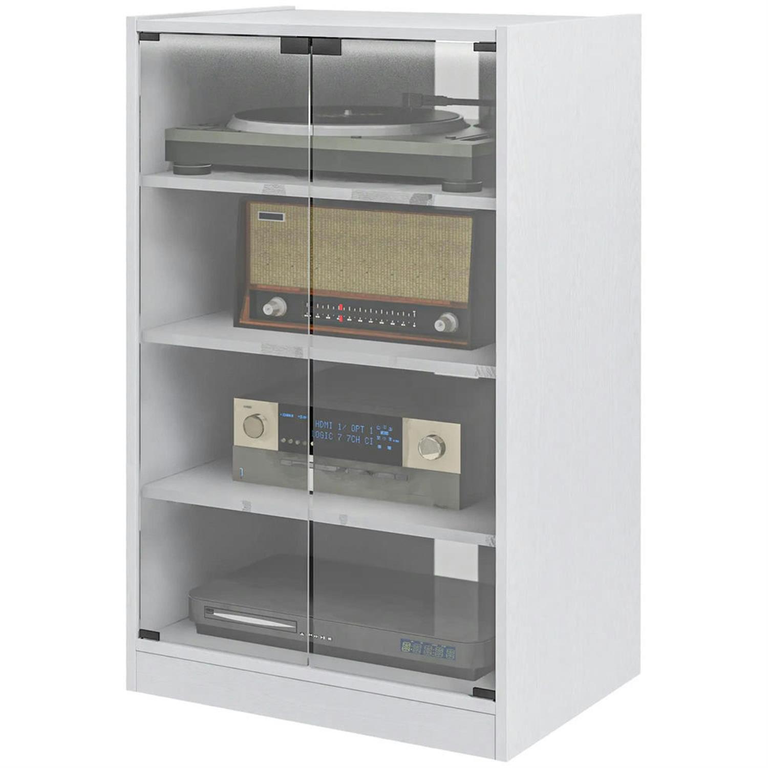 Finihen 5-Tier Media Stand, DVD Storage Cabinet with Adjustable Shelves ...