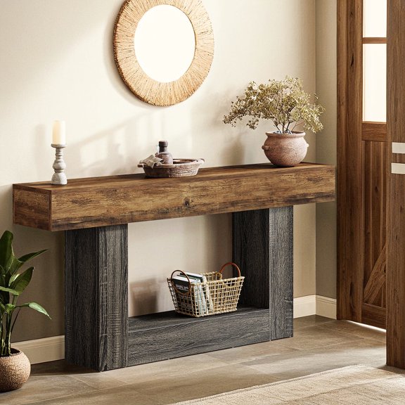 Kate and Laurel Bellport Farmhouse Wood Style Console Table, Vintage ...
