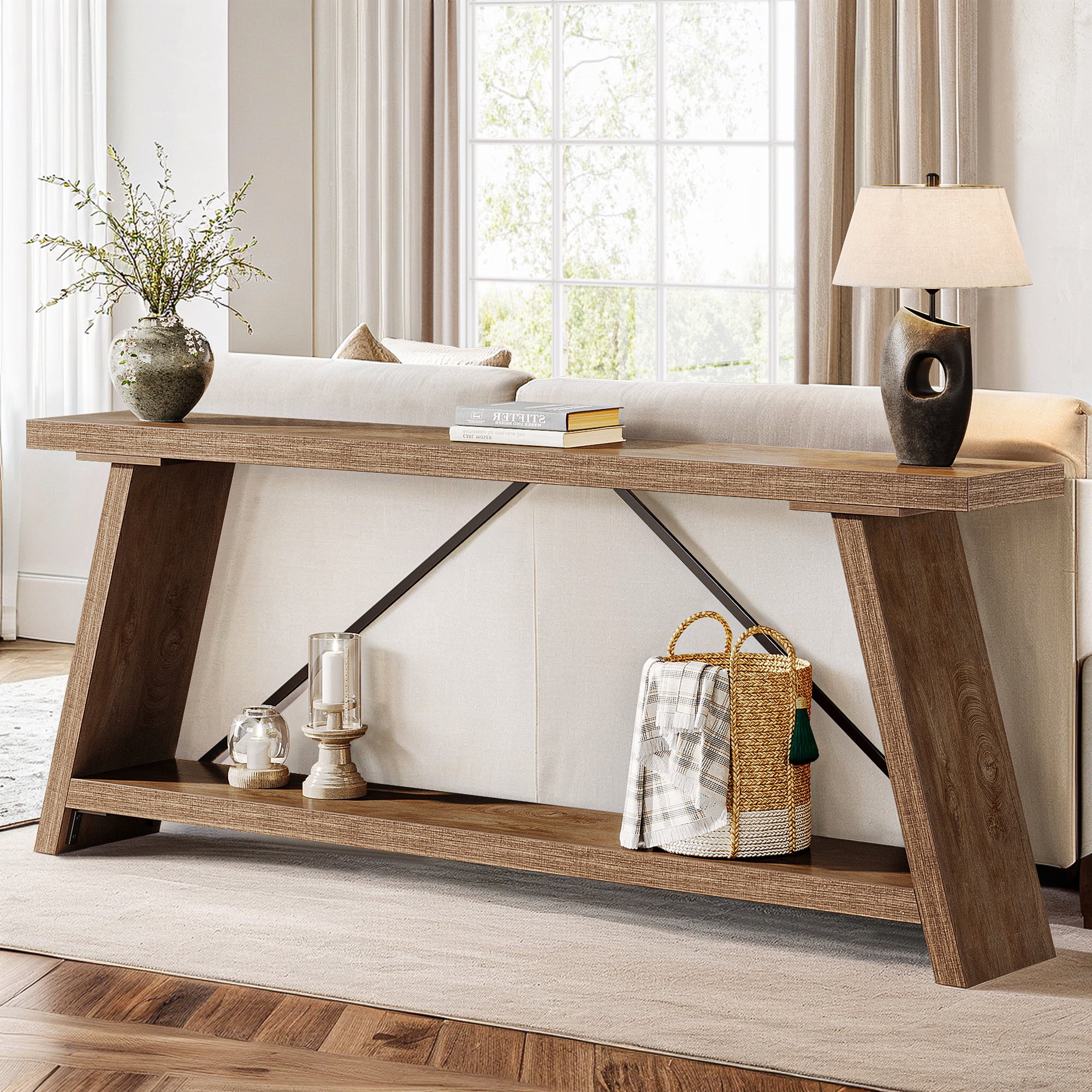 Finihen 70.9" Console Table, Rustic Vintage Narrow Sofa Table for ...