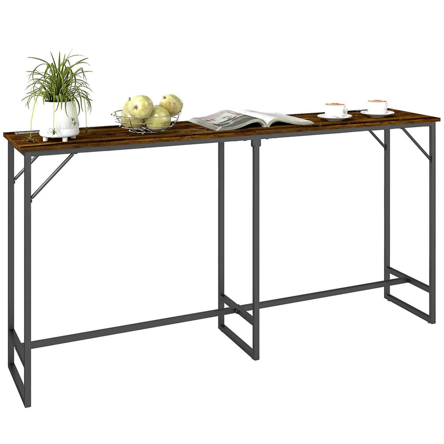 Finihen 70" Industrial Bar Tables with Charging Station, Steel ...