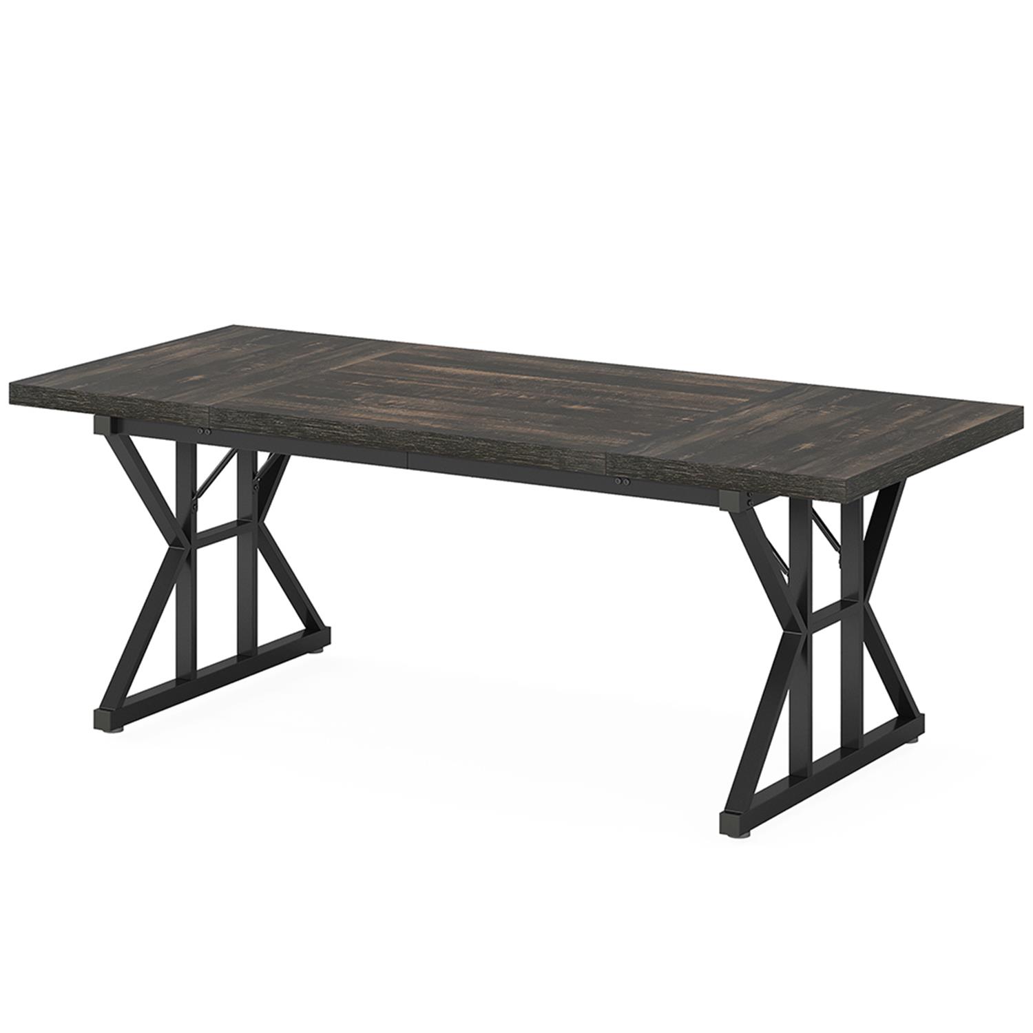 Finihen 71" Farmhouse Dining Table, Wood Rustic Kitchen Table for 6 ...